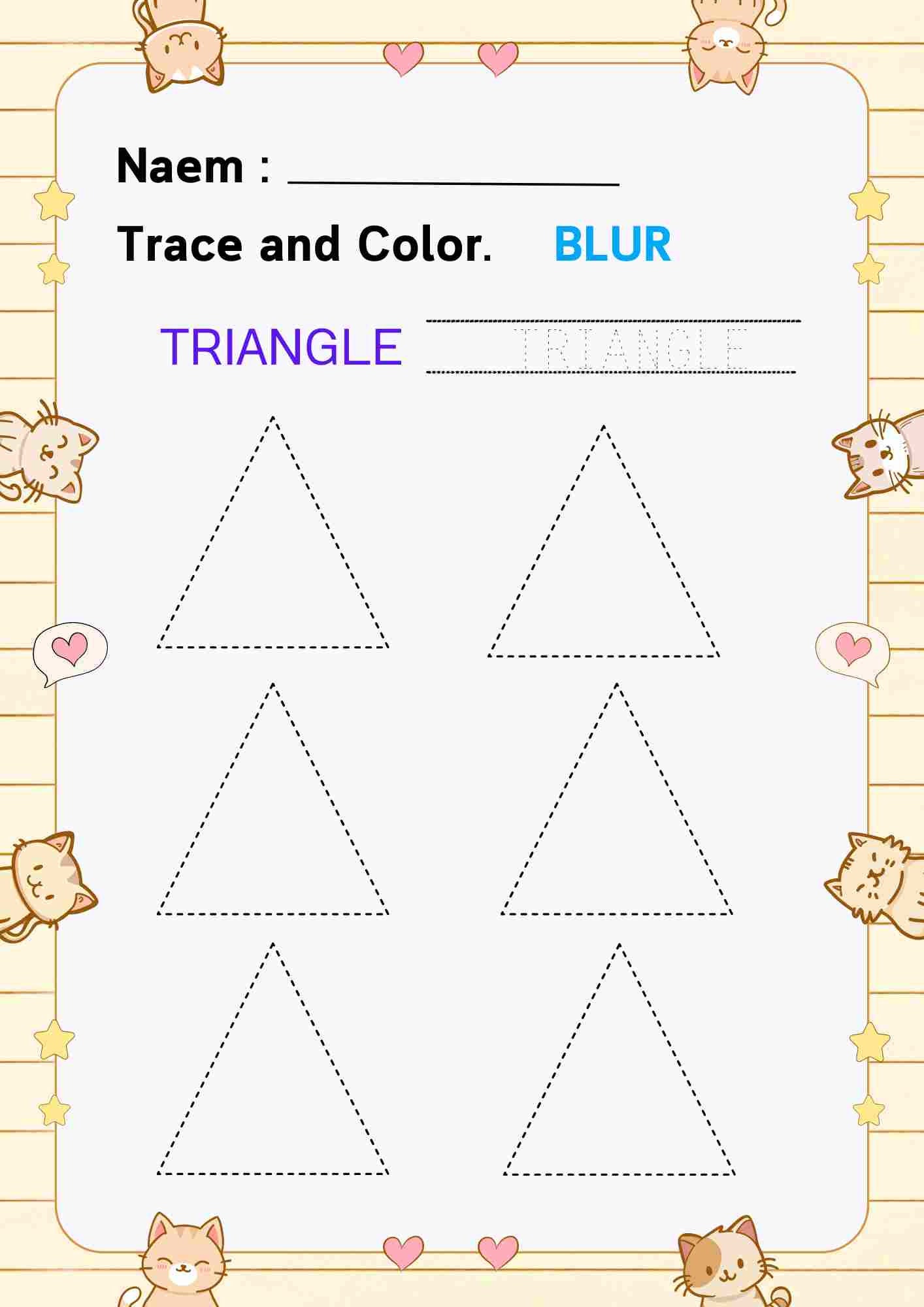 Trace and Color the Shape Worksheets for Preschool and Kindergarten ...