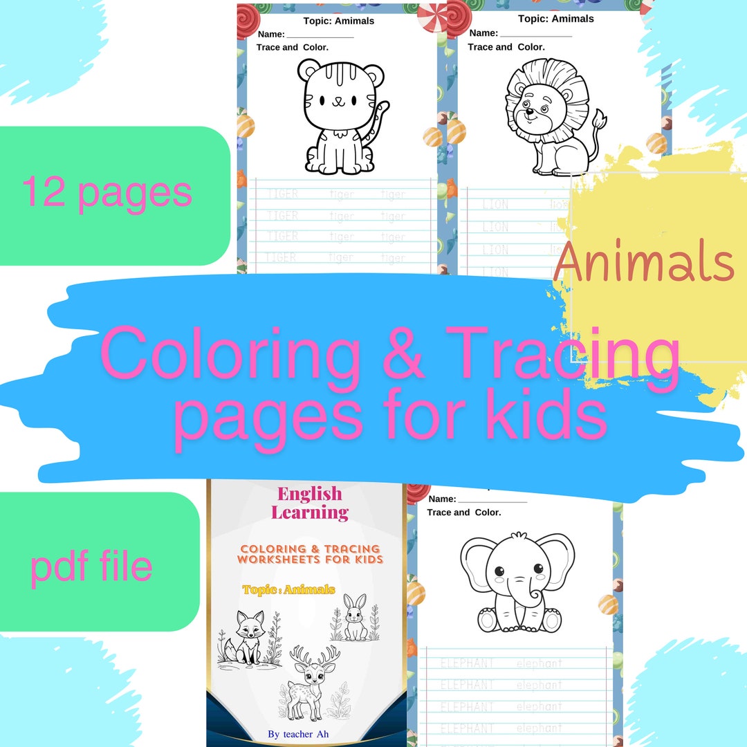 Coloring and Tracing Worksheets for Kids, Kindergarten Students and ...