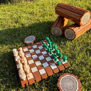 Forest Chess & Checkers Set - Etsy