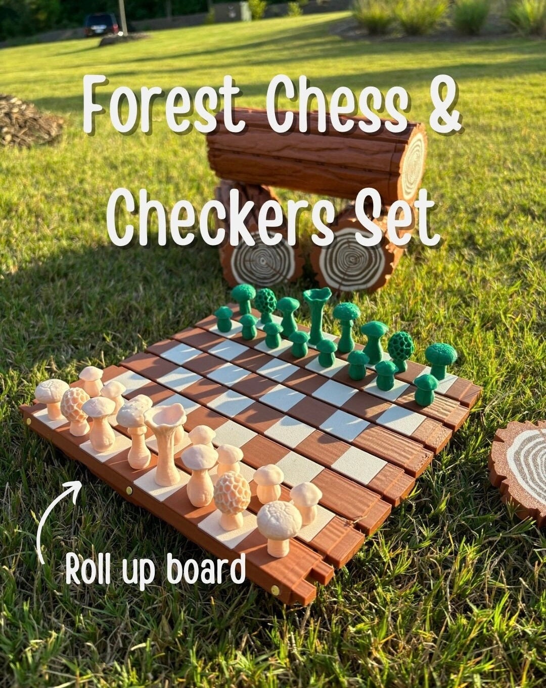 Forest Chess & Checkers Set - Etsy