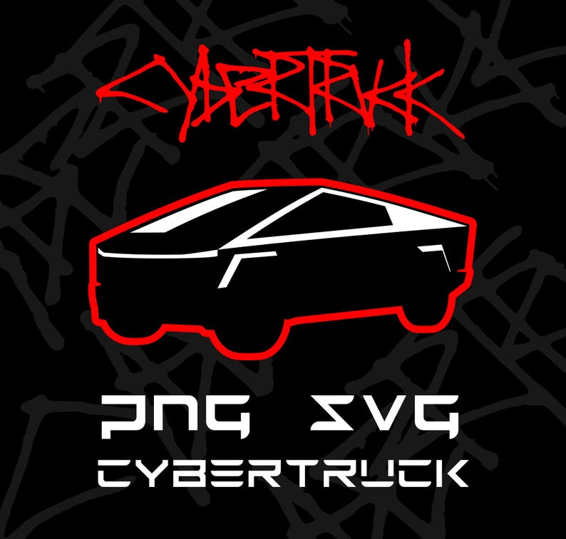 Tesla Cybertruck Silhouette High Contrast Digital Vector Art Image: PNG ...