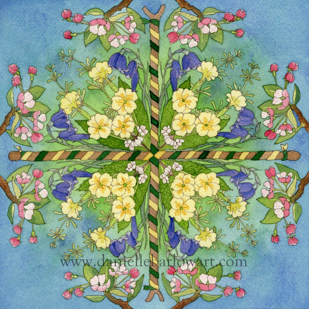 May Day Mandala A4 Print Spring Flowers Beltaine - Etsy