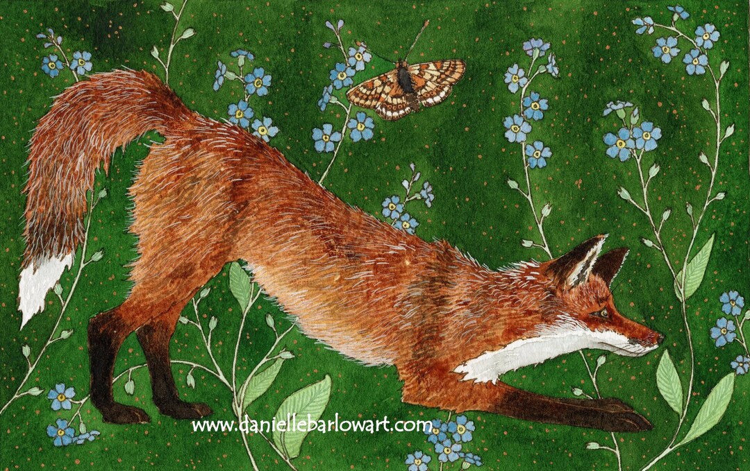 Forget Me Not Fox A4 Print on St Cuthberts Mill Paper - Etsy