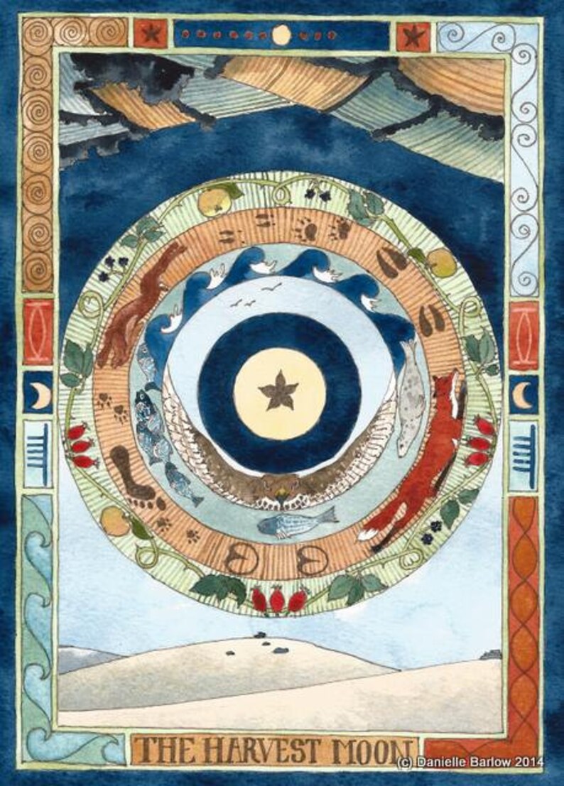 A4 Print 'harvest Moon' From Original 13 Moons Series - Etsy