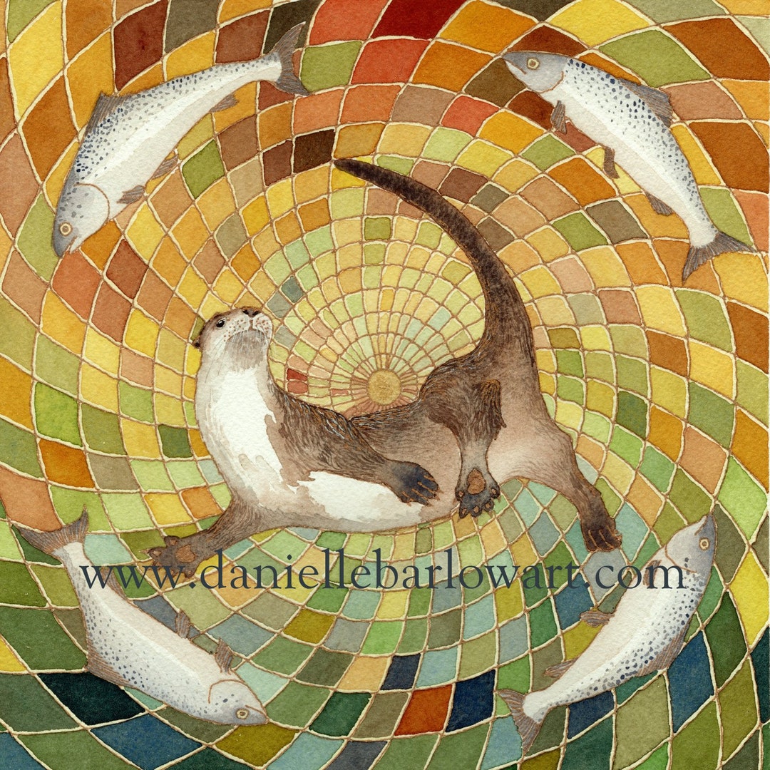 Colours of the Teign Archival Print . Otter and Salmon, Amber and Peat ...