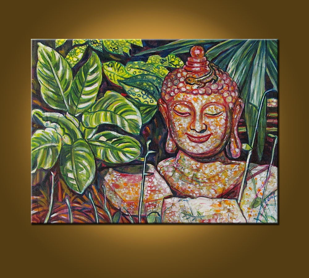 Buddha Garden V 18 X 24 Inch Original Oil Painting by Elizabeth Graf on ...