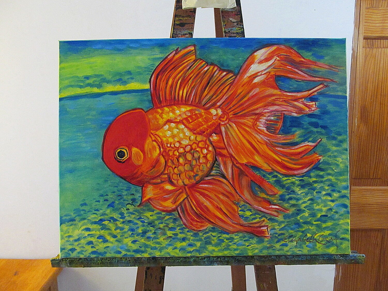 Flowing Fish -- 18 X 24 Inch Original Oil Painting by Elizabeth Graf ...