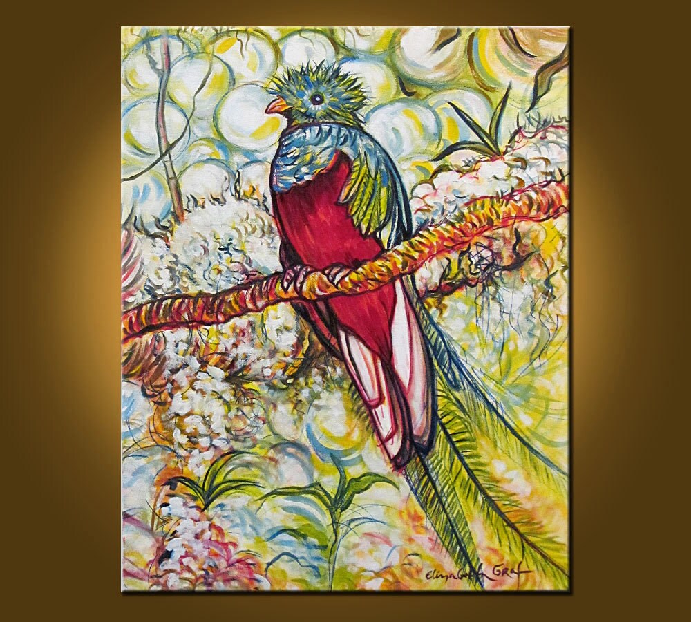 Resplendent Quetzal -- 24 X 30 Inch Original Oil Painting by Elizabeth ...