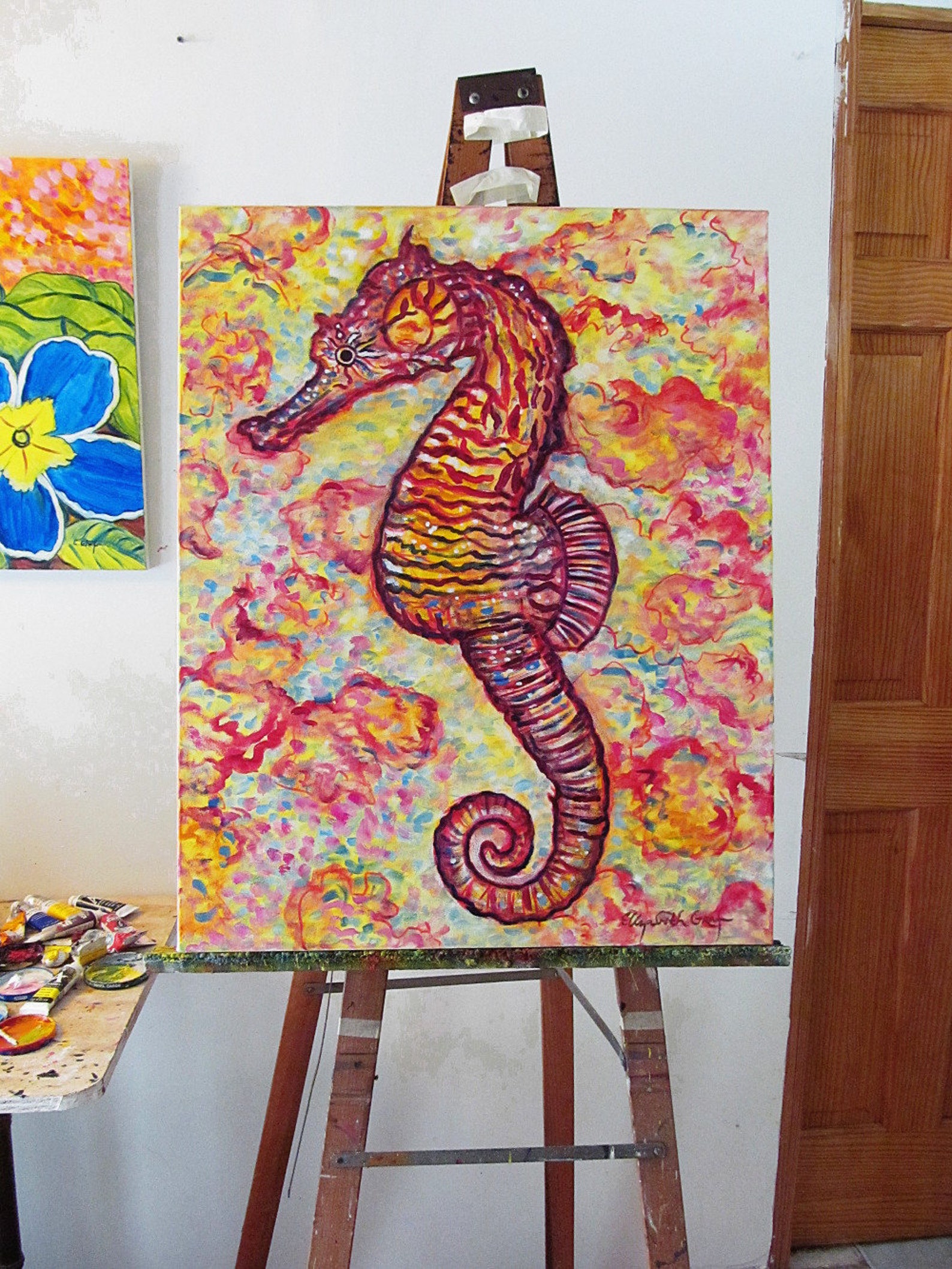 Seahorse in a Warm Sea -- 24 X 30 Inch Original Oil Painting by ...