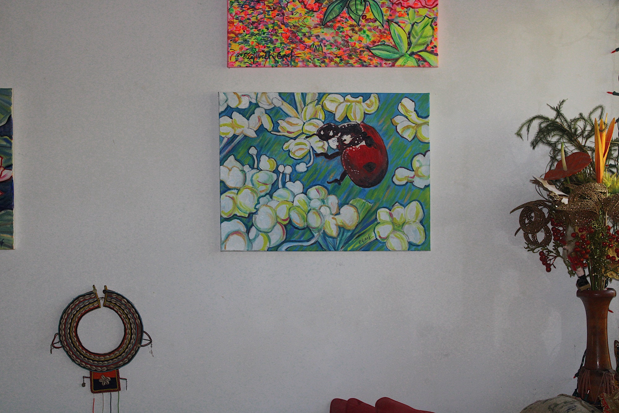 Ladybug in Spring 18 X 24 Inch Original Oil Painting by Elizabeth Graf ...