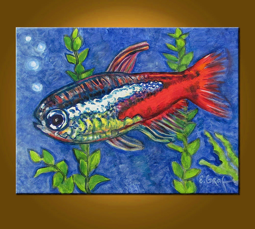 Neon Tetra -- 12 X 16 Inch Original Oil Painting by Elizabeth Graf ...