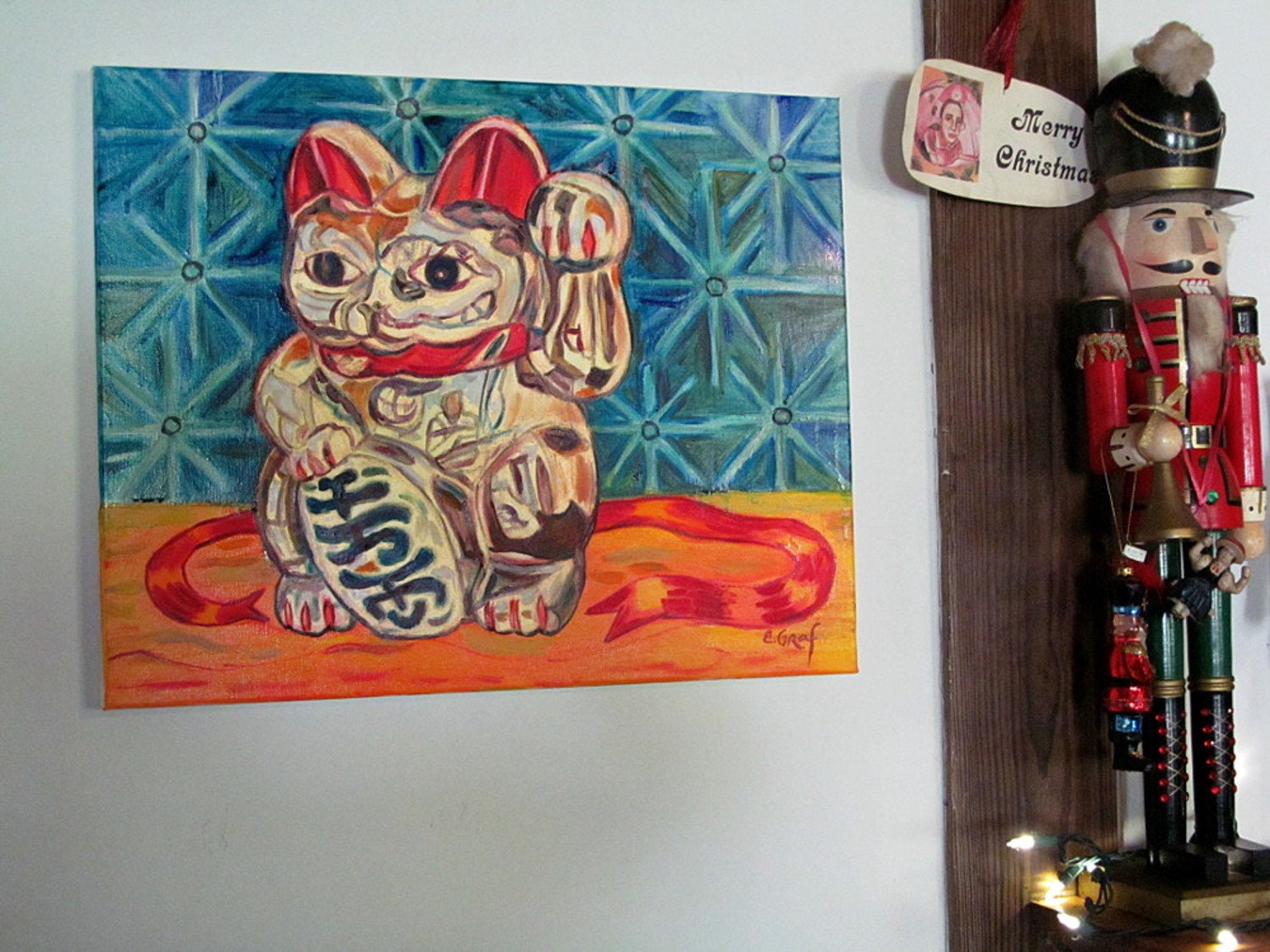 Maneki Neko -- 16 X 20 Inch Original Oil Painting by Elizabeth Graf ...