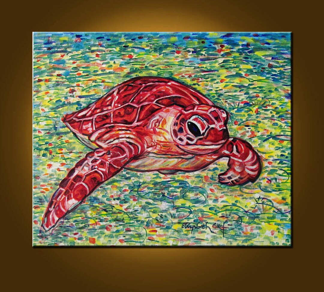 Red Turtle -- 20 X 24 Inch Original Oil Painting -- Art Painting, Art ...