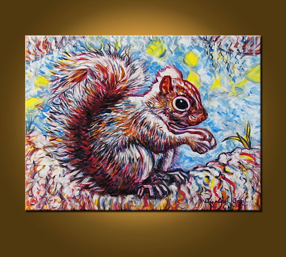 Magical Squirrel 18 X 24 Inch Original Oil Painting by Elizabeth Graf ...