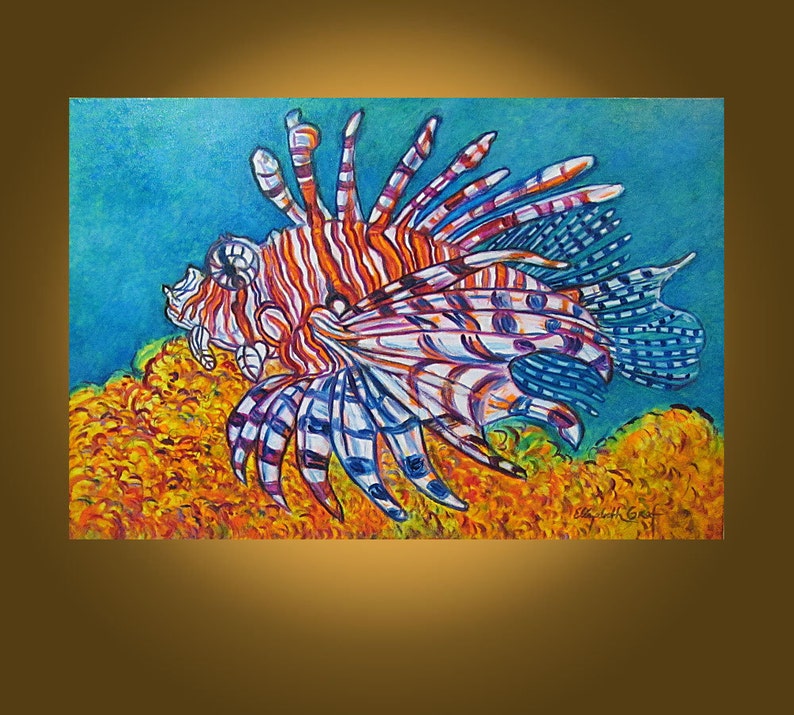 The Lionfish -- 20 X 30 Inch Original Painting by Elizabeth Graf on ...