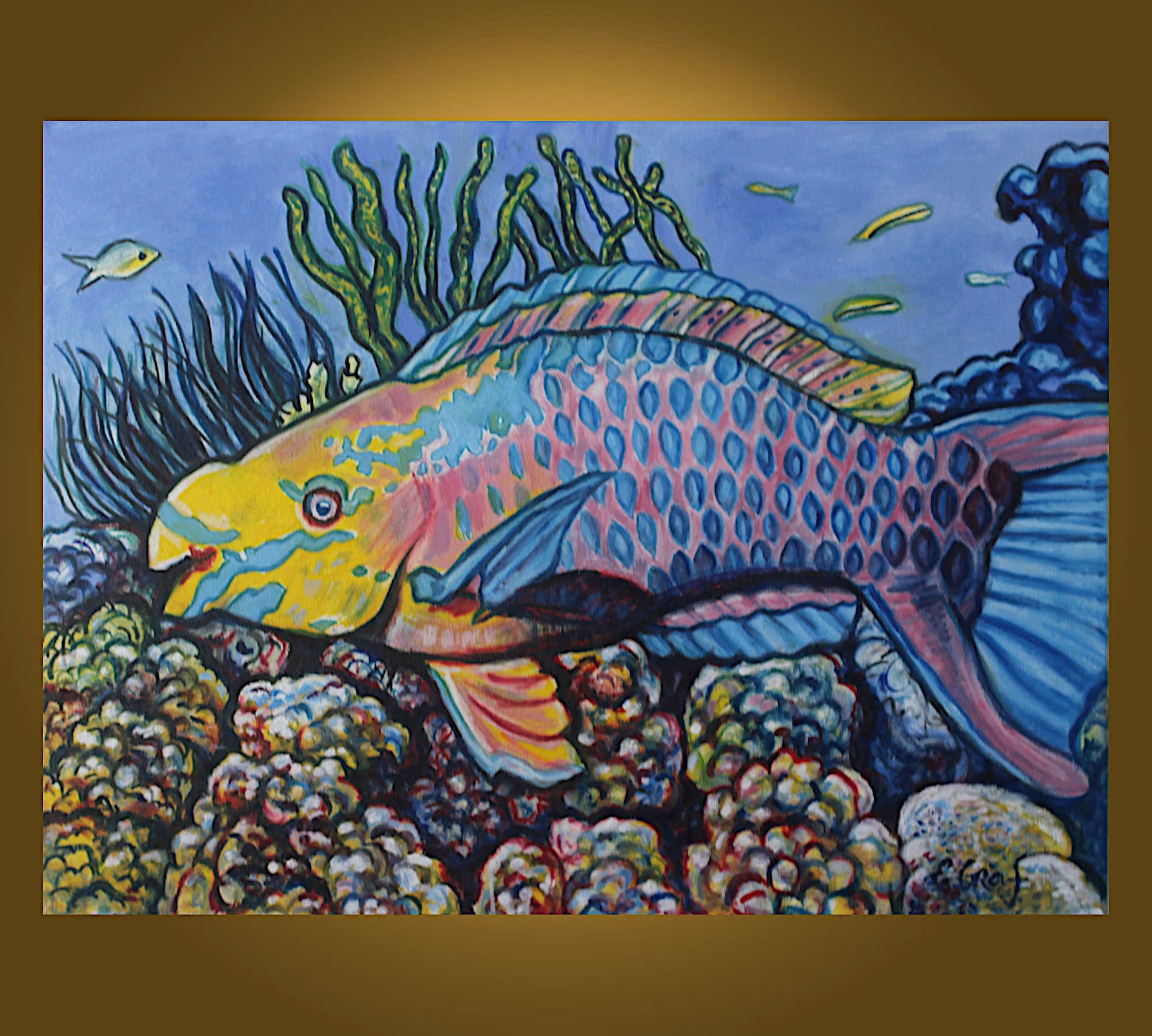 Parrotfish -- 18 X 24 Inch Original Oil Painting by Elizabeth Graf - Etsy