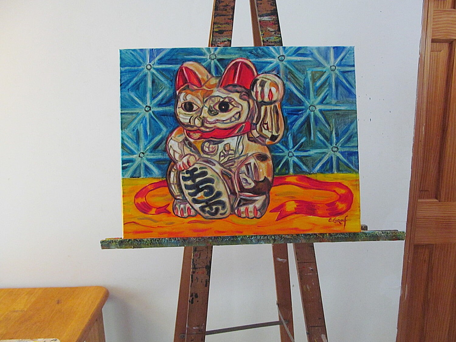 Maneki Neko -- 16 X 20 Inch Original Oil Painting by Elizabeth Graf ...