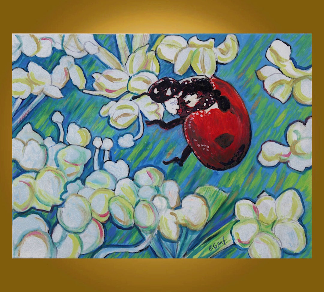 Ladybug in Spring -- 18 X 24 Inch Original Oil Painting by Elizabeth ...