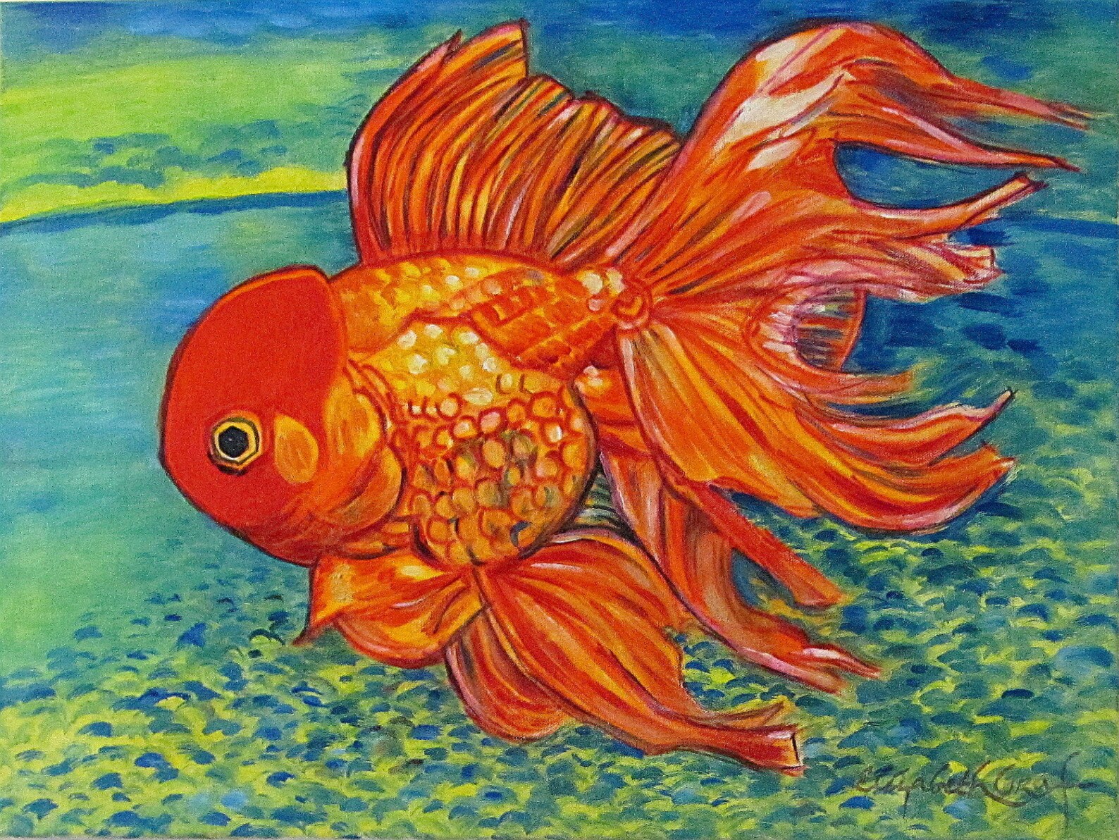 Flowing Fish -- 18 X 24 Inch Original Oil Painting by Elizabeth Graf ...