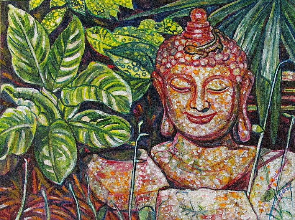 Buddha Garden V 18 X 24 Inch Original Oil Painting by Elizabeth Graf on ...