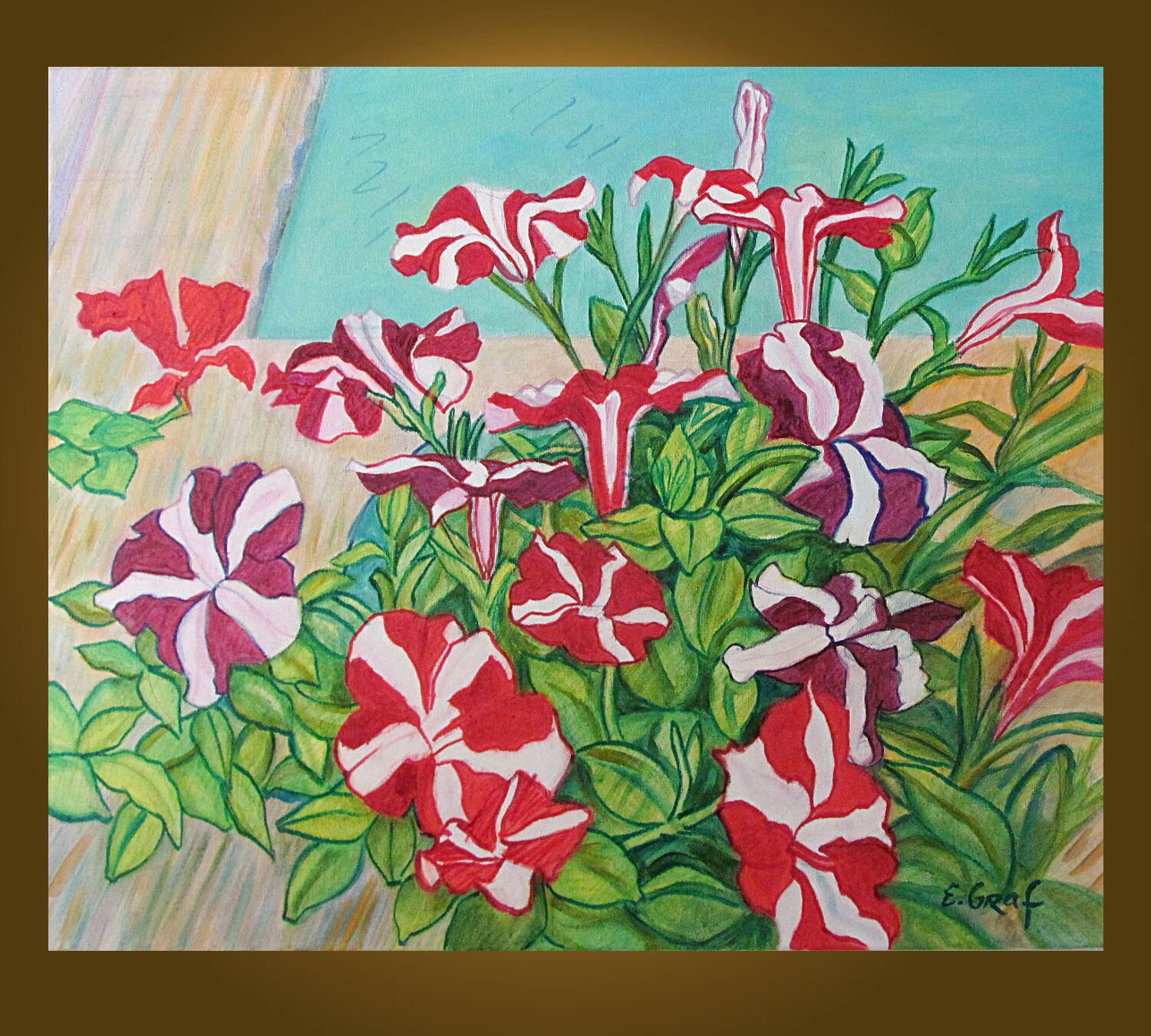 Pool Petunias -- 20 X 24 Inch Original Oil Painting by Elizabeth Graf ...