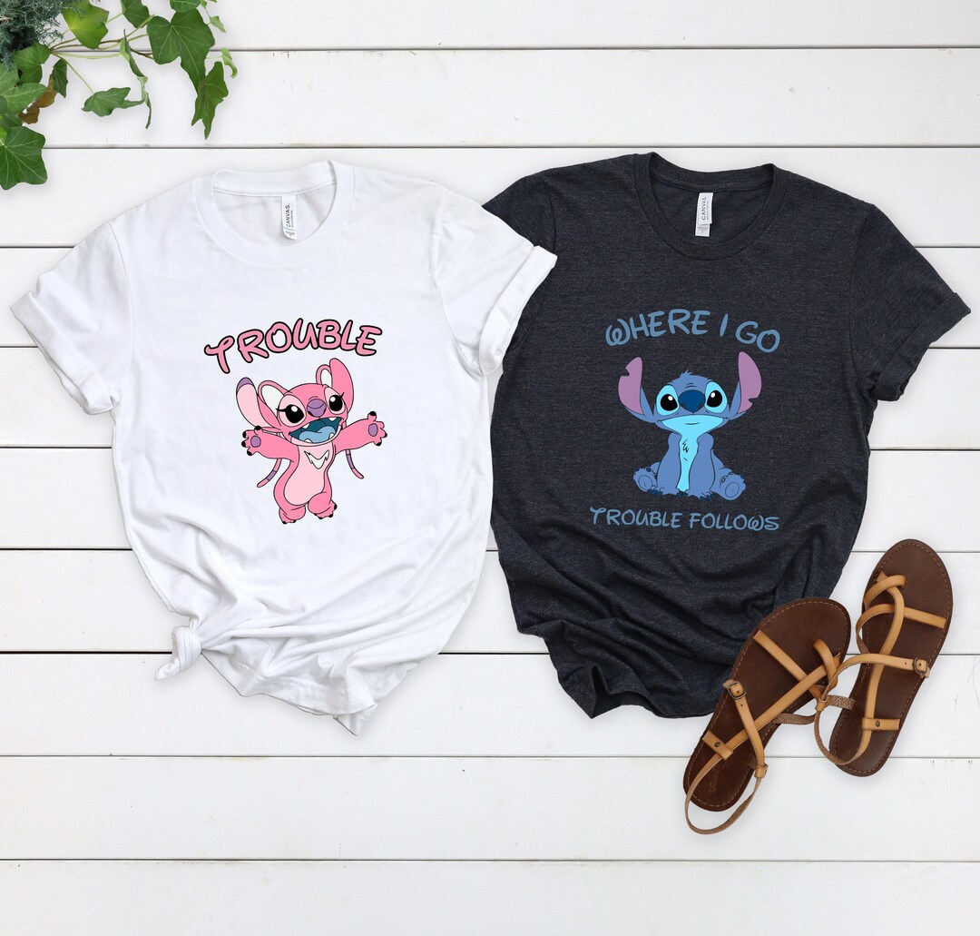 Where I Go Trouble Follows, Stitch Lilo Couple Shirt, Funny Couple ...