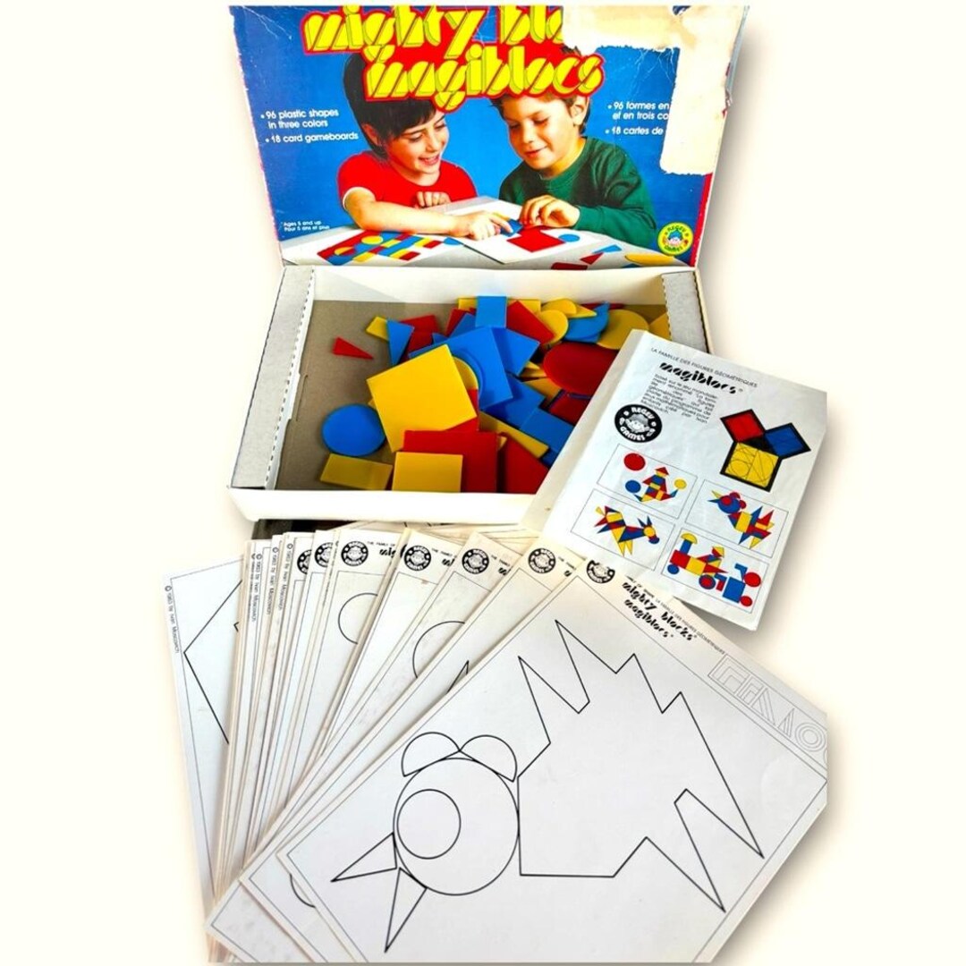 Vintage 1983 Magi Blocs by Regev | Complete Shape Mosaic Puzzle Set - Etsy