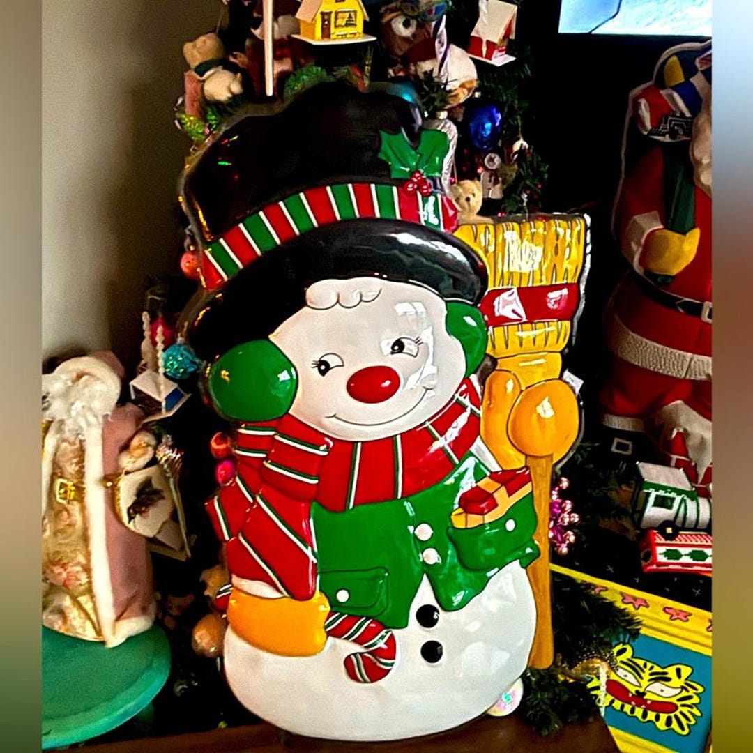 Vintage Molded Plastic Snowman Christmas 35 Inches Long - Etsy