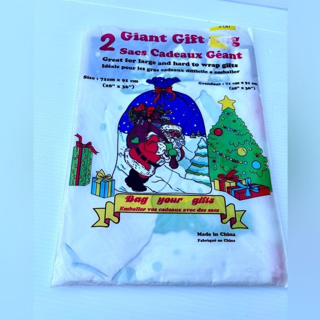 Vintage Christmas Large Plastic Santa Gift Bag - Etsy