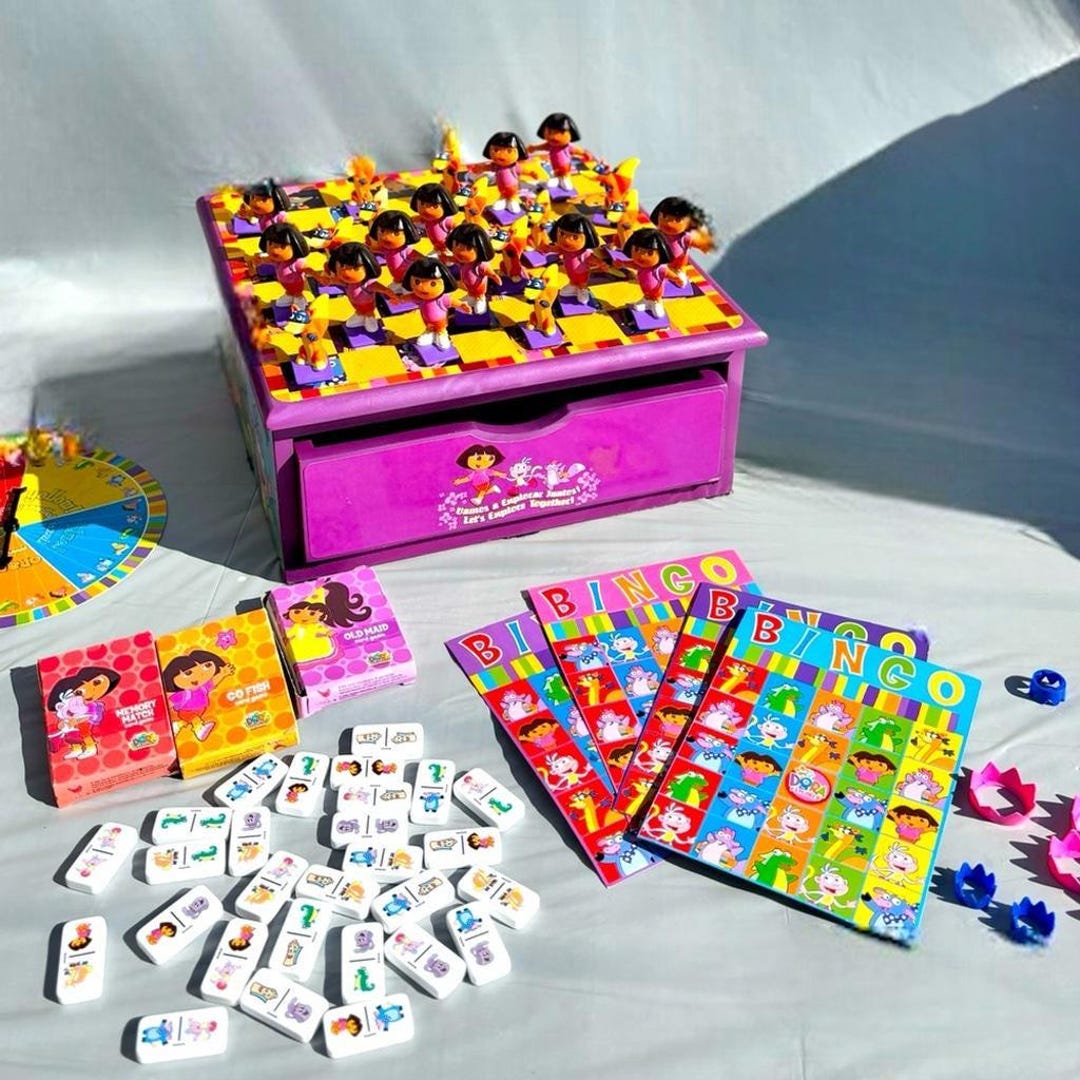 2006 Dora Explorer Wooden Game Box – Checkers, Go Fish, Bingo Set - Etsy UK