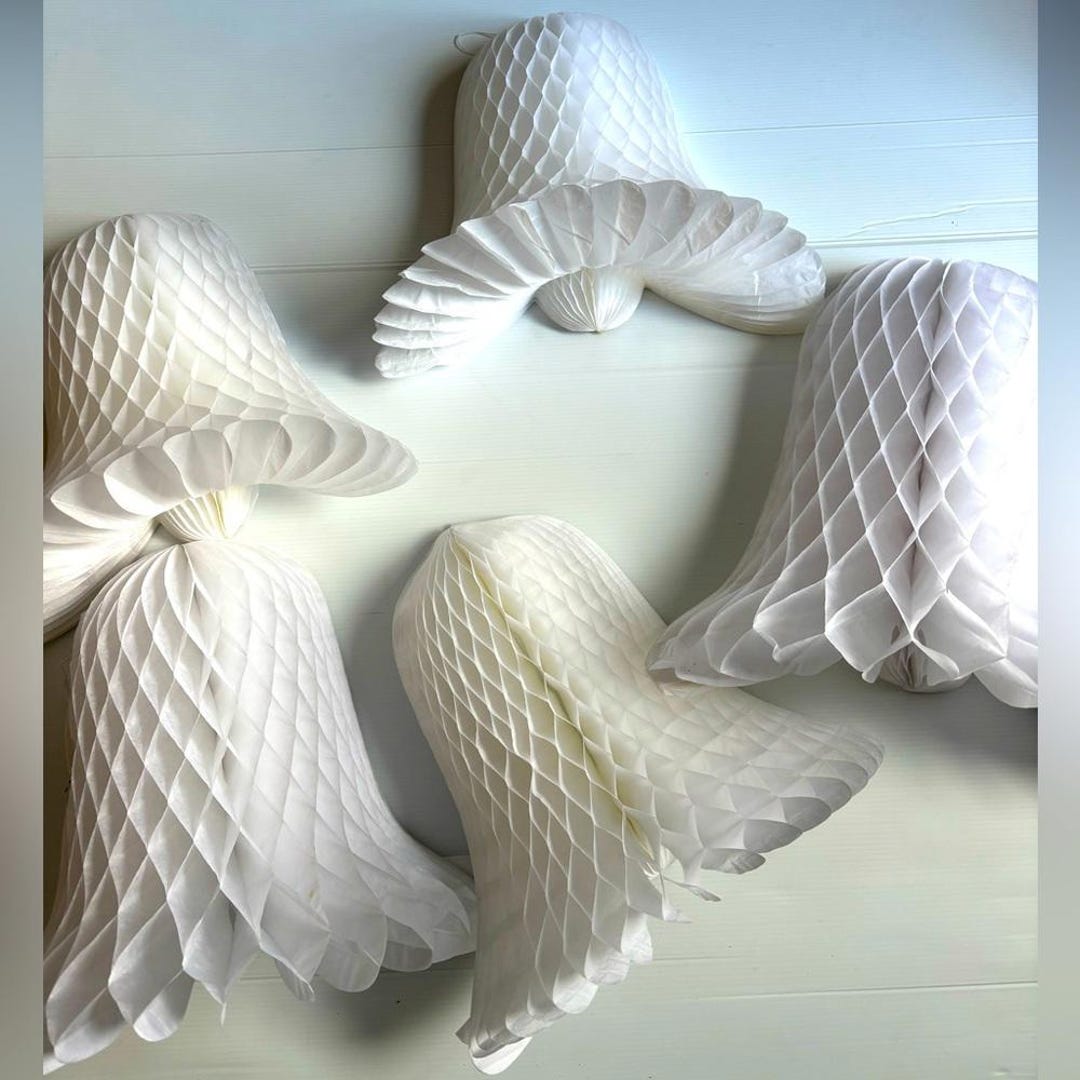 Vintage White Paper Bell Decorations, Lot of 5 - Etsy