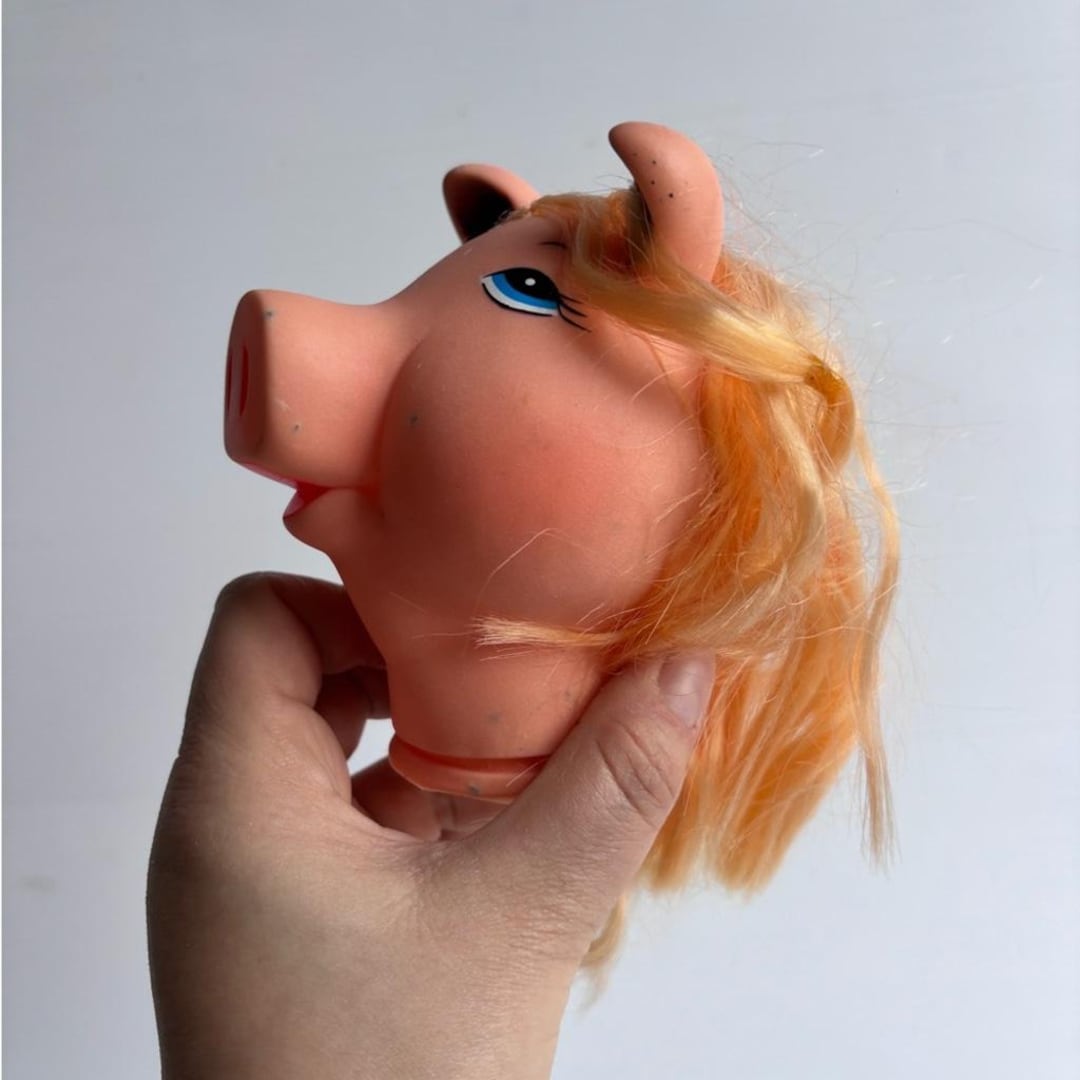 Vintage Miss Piggy Style Pig Puppet Head 5" Rubber Doll Part Craft ...