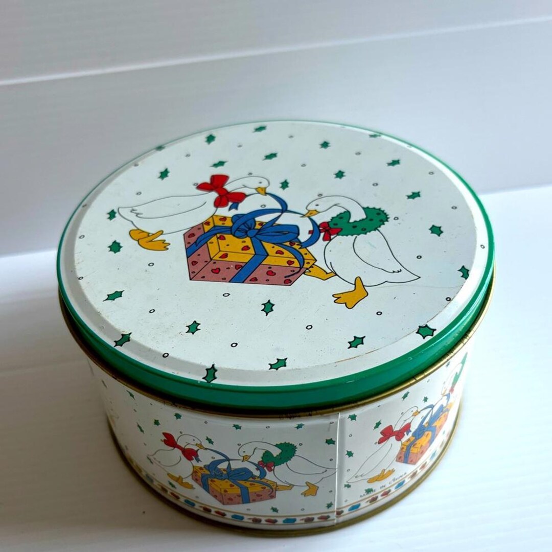 Round Christmas Goose Tin Can - Etsy