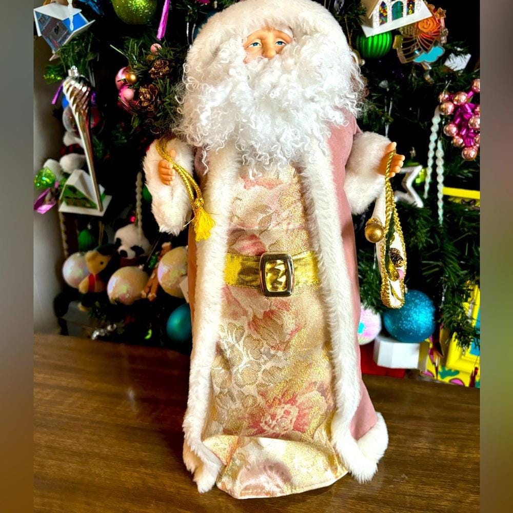 Vintage Pink Santa Claus Tree Topper - Etsy