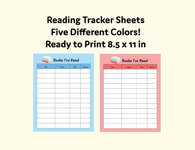 Reading Tracker Printable Sheets Books I've Read | 8.5 X 11 Inches ...