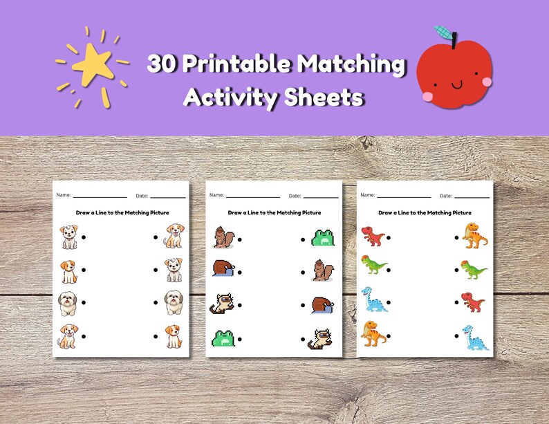 Printable Matching Worksheets - Match the Picture - Fun & Educational ...