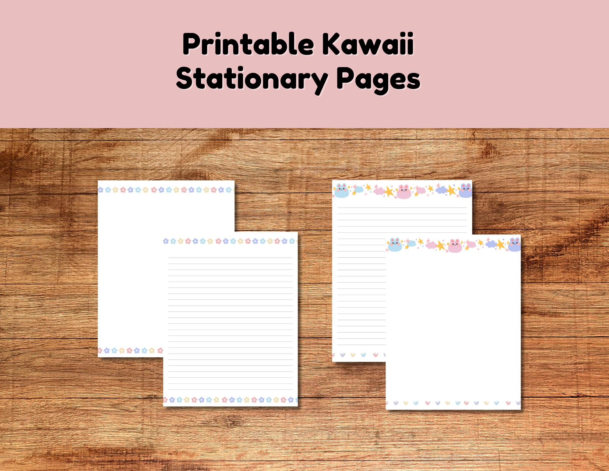 Kawaii Stationery Note Pages – Printable Writing Paper (PDF Download - Etsy