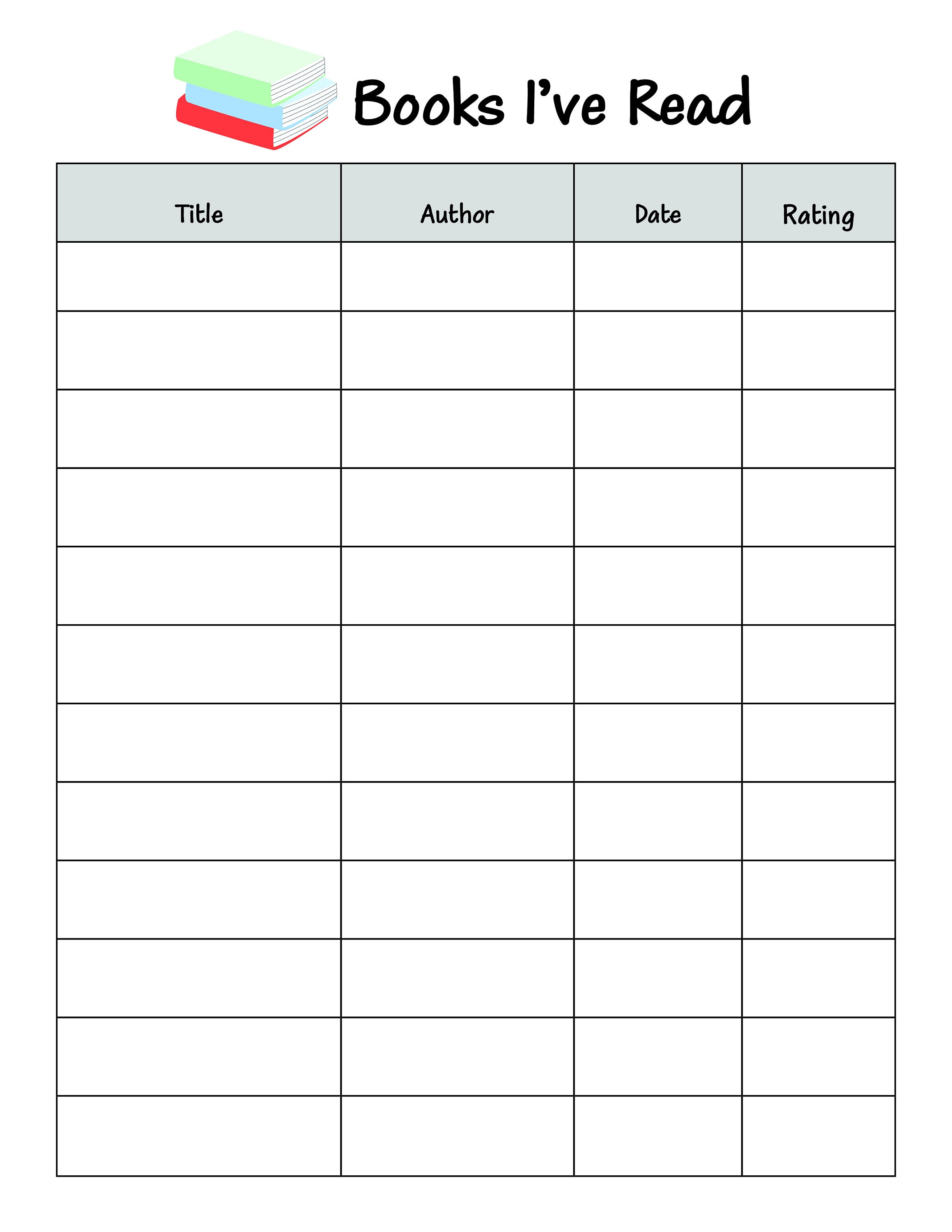 Reading Tracker Printable Sheets Books I've Read | 8.5 X 11 Inches ...