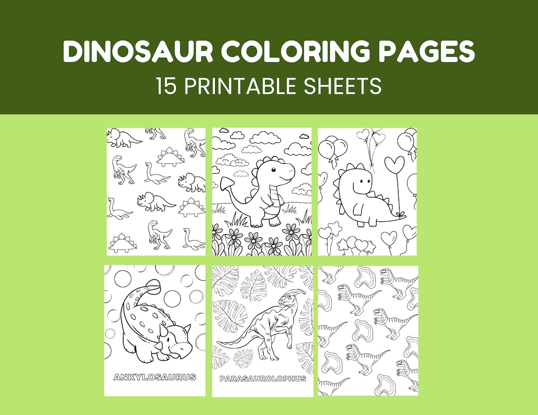 Printable Dinosaur Coloring Pages | 8.5 X 11 | Summer Activity - Etsy