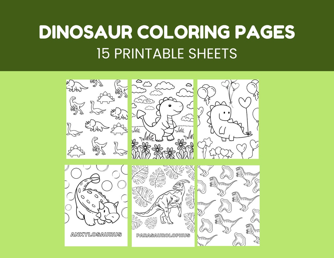 Printable Dinosaur Coloring Pages | 8.5 X 11 | Summer Activity - Etsy