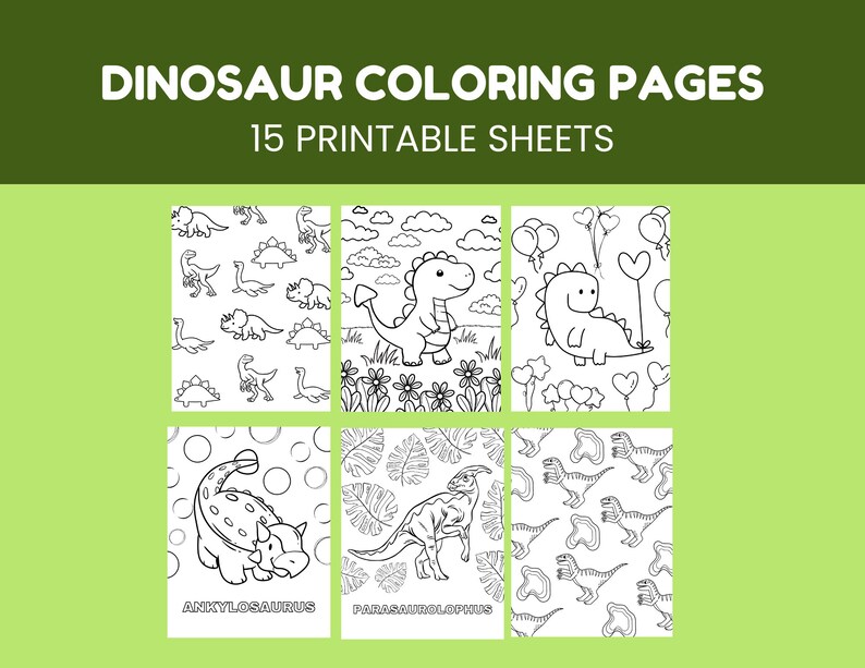 Printable Dinosaur Coloring Pages | 8.5 X 11 | Summer Activity - Etsy