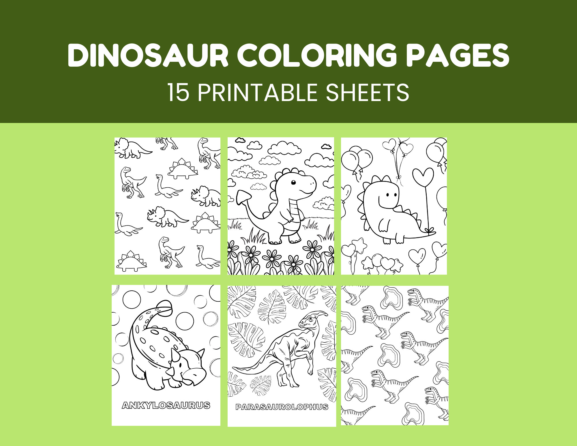Printable Dinosaur Coloring Pages | 8.5 X 11 | Summer Activity - Etsy