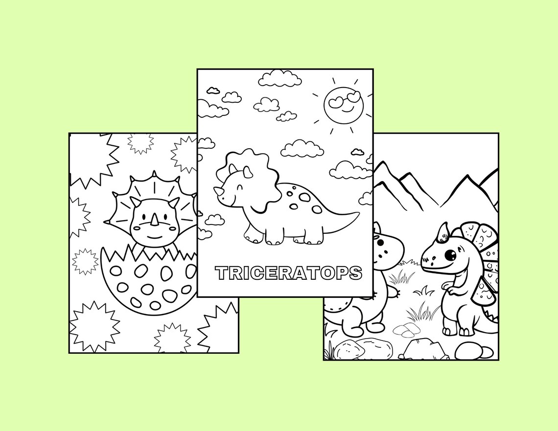 Printable Dinosaur Coloring Pages | 8.5 X 11 | Summer Activity - Etsy