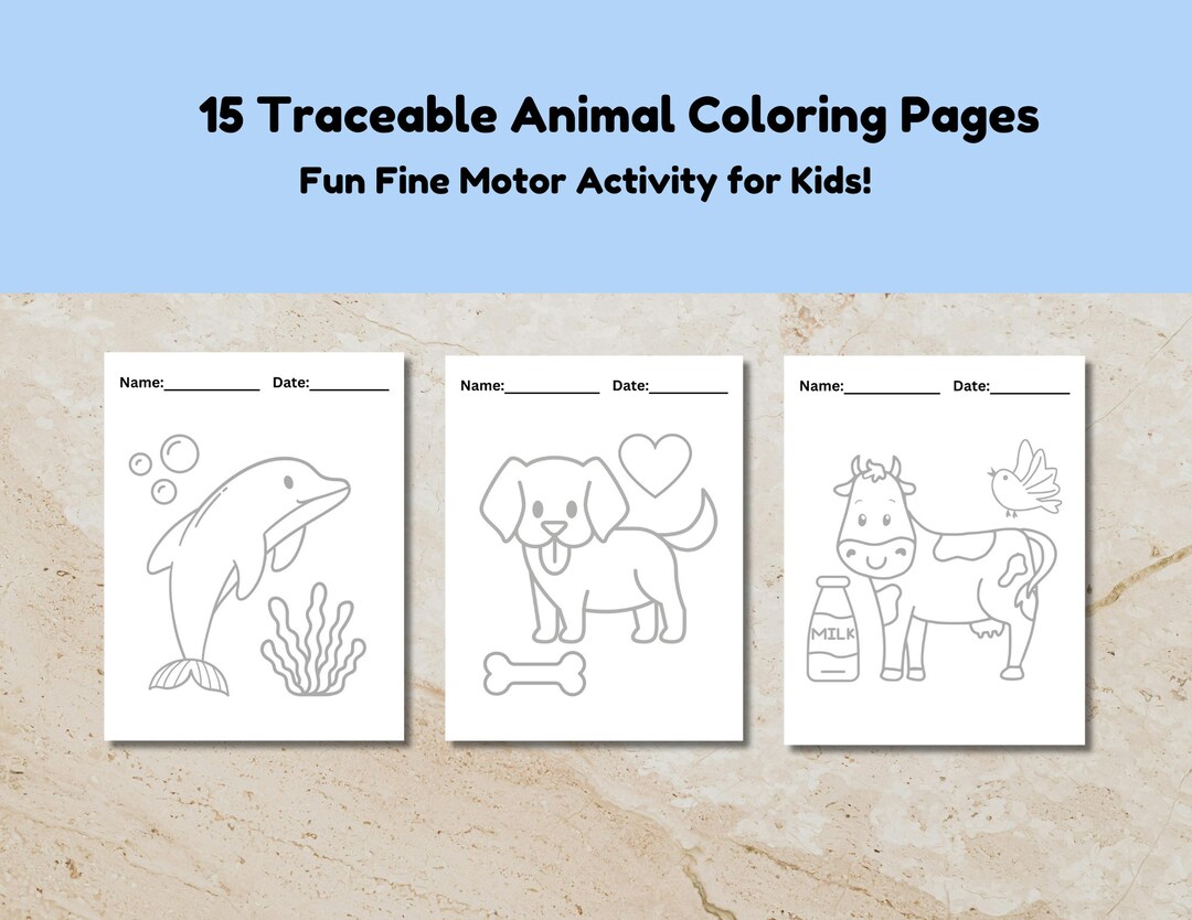 Traceable Animal Coloring Pages for Kids – Fine Motor Skills (PDF & PNG ...