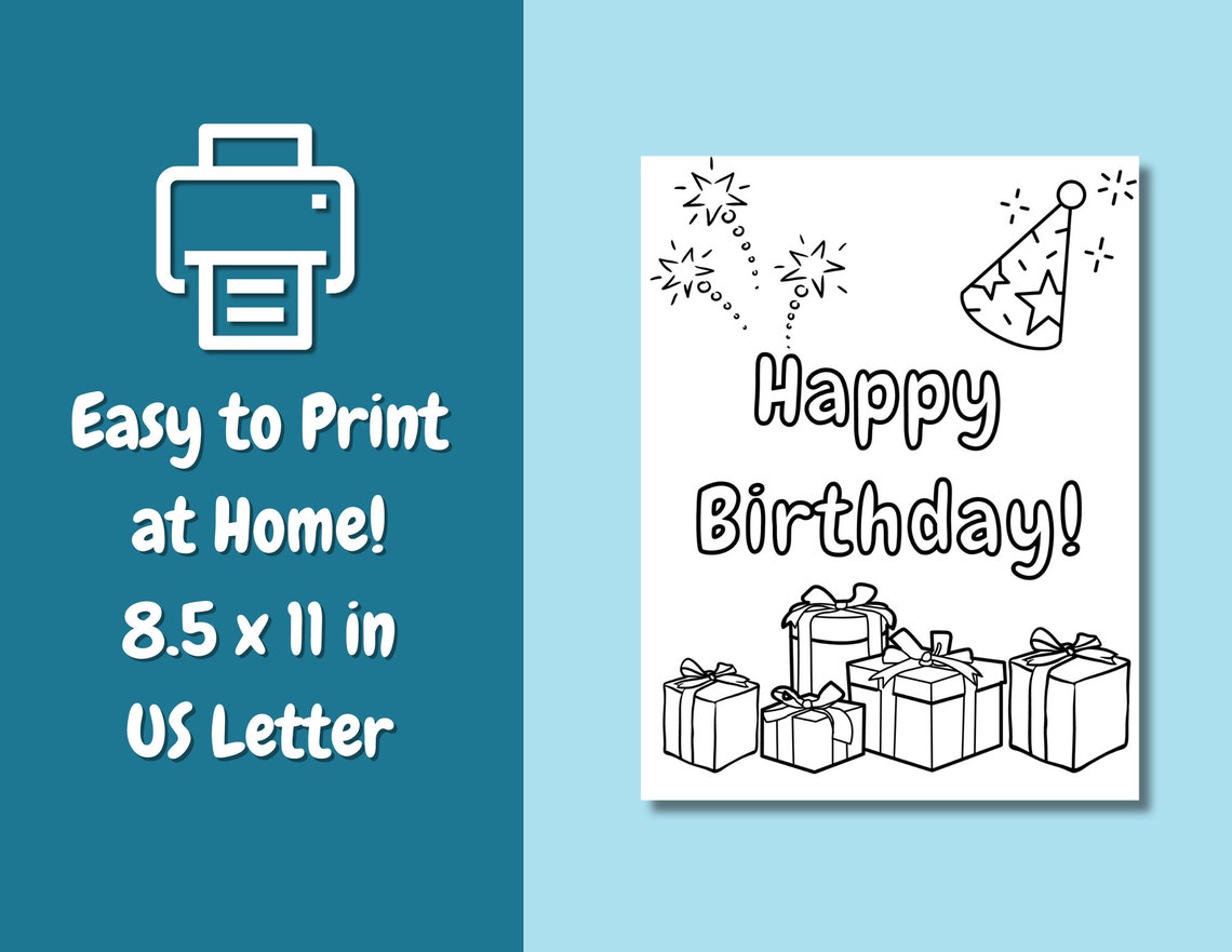 Birthday Coloring Pages for Kids - Printable 8.5 X 11 Inch Coloring ...