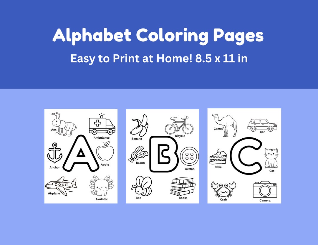 Kids Alphabet Coloring Pages | 8.5x11 Printable Coloring Sheets | ABC ...