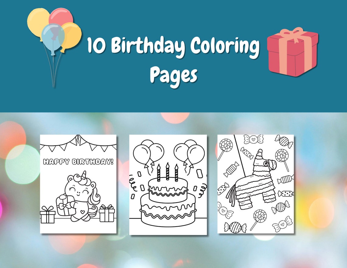 Birthday Coloring Pages for Kids - Printable 8.5 X 11 Inch Coloring ...