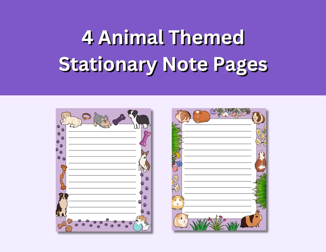 Animal Stationery | Printable Note Paper, Kids Writing (digital ...