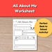 First Day of School Worksheet All About Me - Instant Download, Back to ...