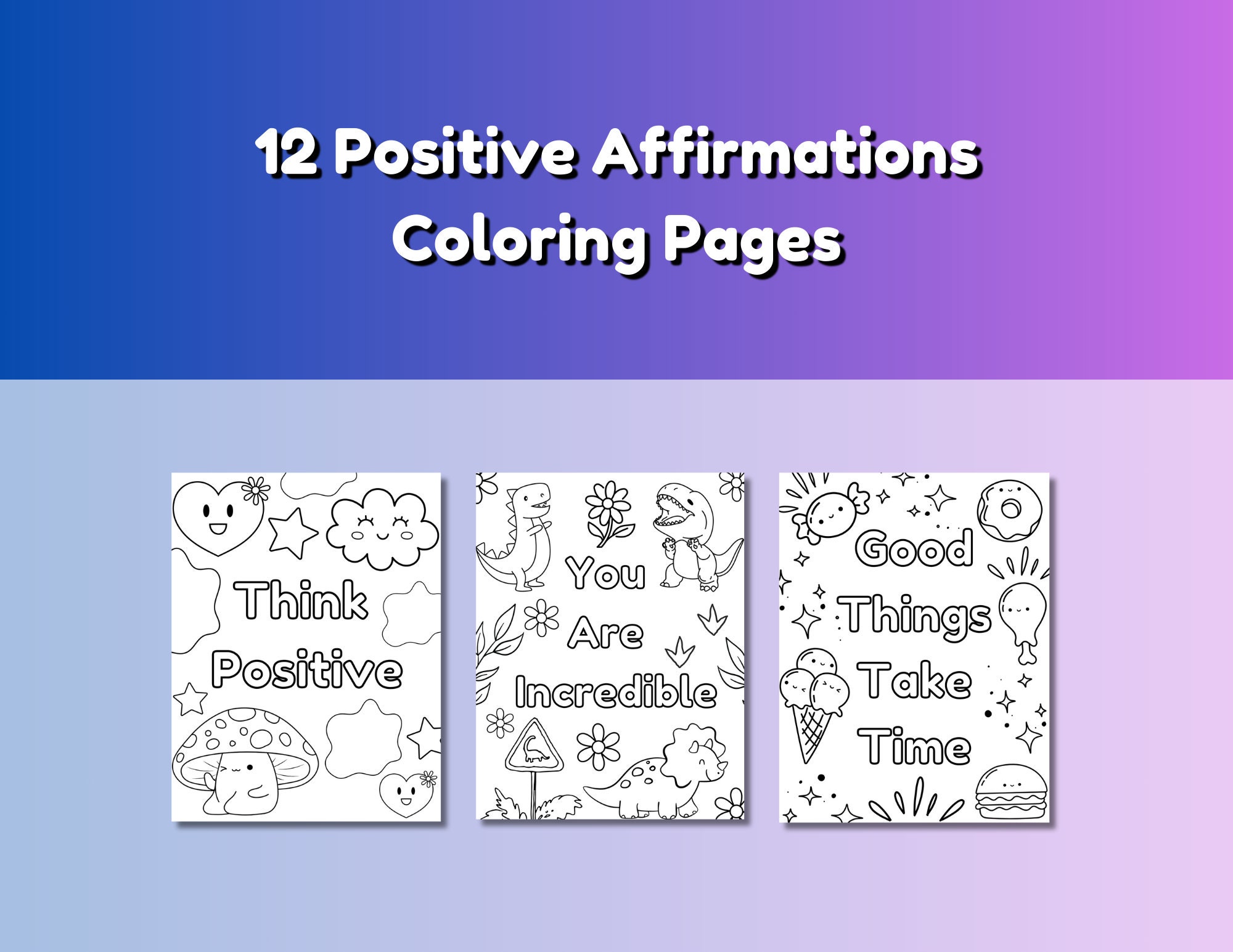 Positive Affirmation Coloring Pages for All Ages - Instant Download - Etsy
